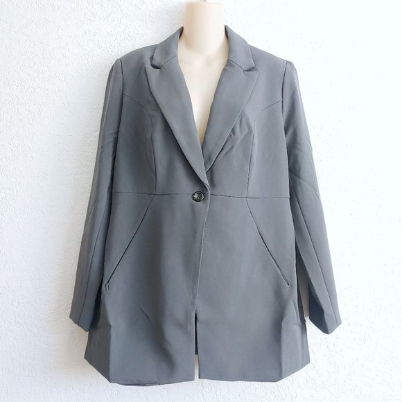 ellos | Jackets & Coats | New Ellos Gray Midlength Blazer Medium Career ...